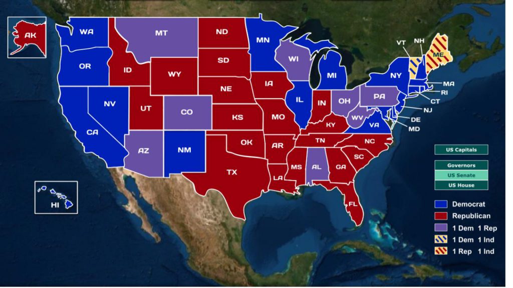 Map of US Senators | UNITED STATES